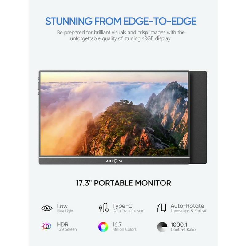 Eksterni Monitor za Laptop Arzopa A1M 17.3 FULL HD IPS 60Hz Zvučnici ...
