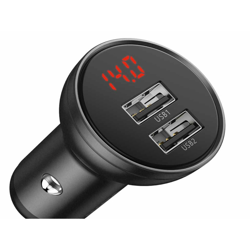Punjac Za Auto BASEUS Digital Display/Dual USB/4.8A/24W/siva - Konovo.rs