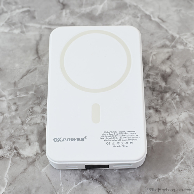 Power bank prenosiva baterija Magsafe Oxpower PD W101 10000mAh bela ...