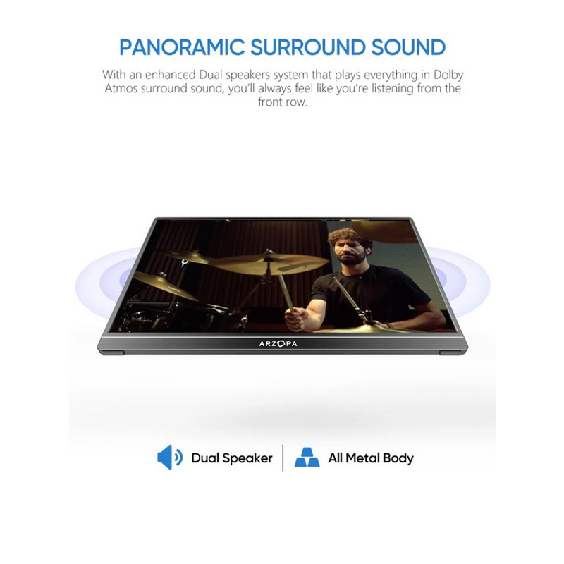 Eksterni Monitor za Laptop Arzopa S1 15.6 FULL HD IPS 60Hz Zvučnici ...